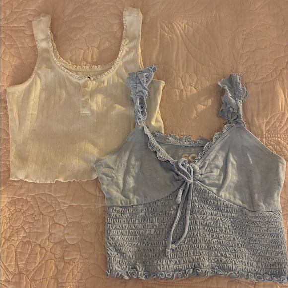 SO | Tops | So Blue And White Cropped Tank Bundle | Poshmark